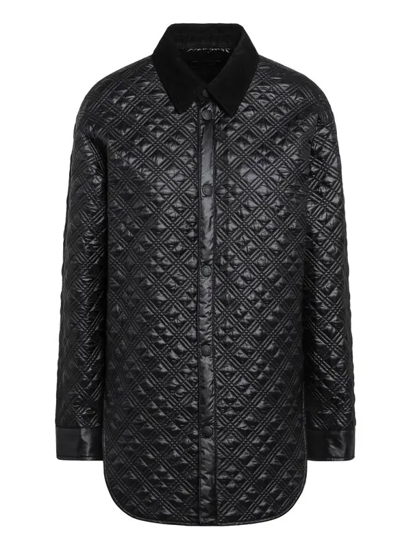 Moncler Padded Overshirt With Corduroy Collar - Black