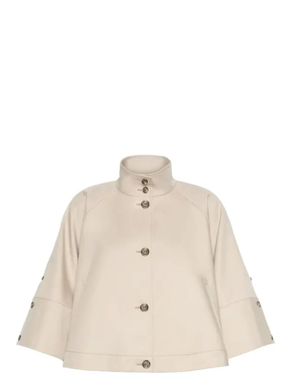 Max Mara Flared Shawl With High Neck And Raglan Sleeves - Stone Color