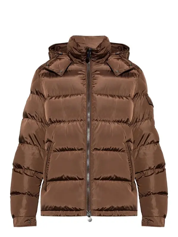Moncler Down Puffer Jacket With Detachable Hood And Adjustable Hem - Marrone