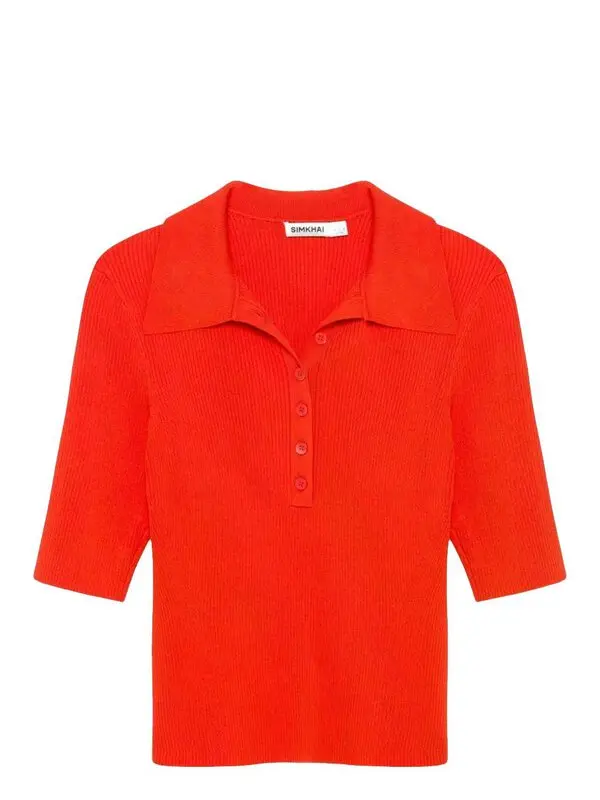 Simkhai Ribbed Knit Polo Shirt - Orange