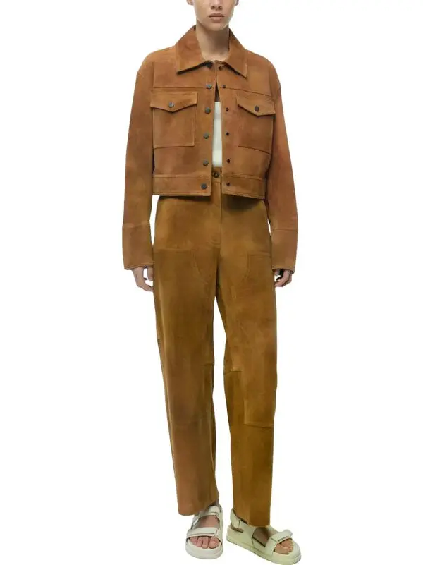 Simkhai Suede Straight-leg Trousers - Brown