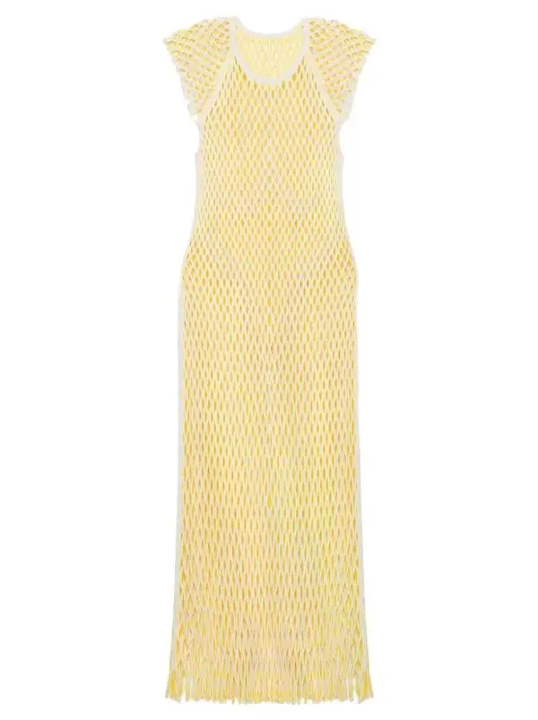 Simkhai Faylen Open-knit Fringed Midi Dress - Yellow