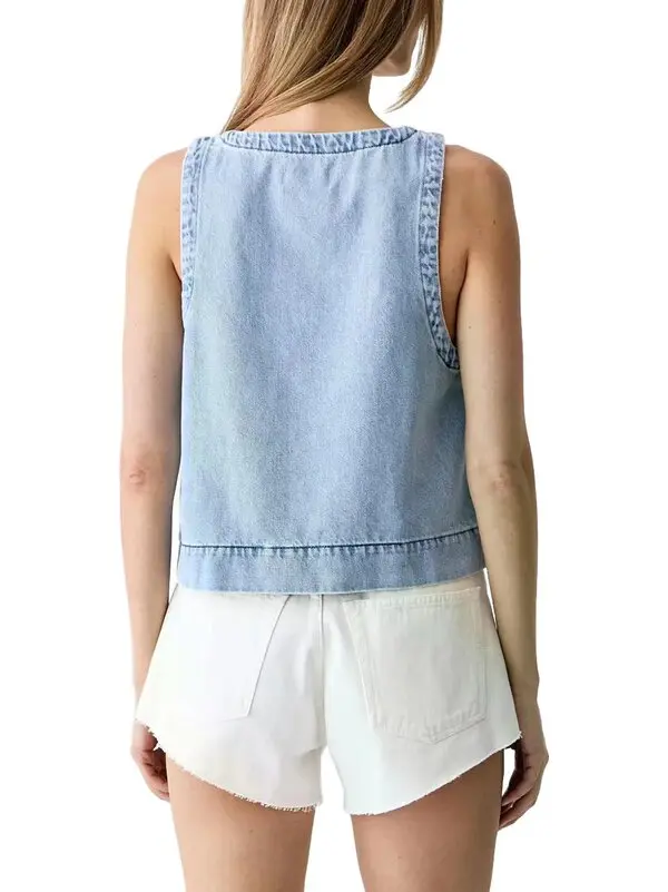 VICOLO Sleeveless Blouse With Round Neck - Blue