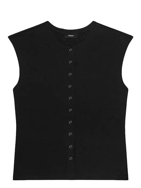 Theory Sleeveless Cotton Cardigan - Black