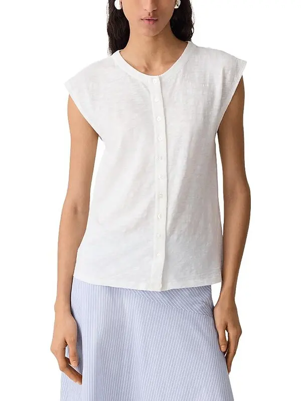 Theory Sleeveless Cotton Cardigan - White