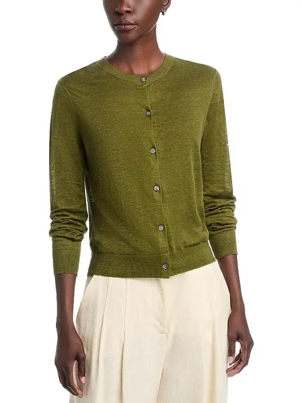 Theory Crewneck Cardigan - Forest Moss