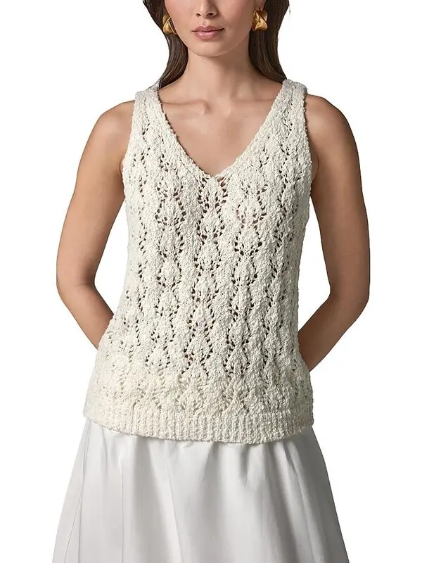 DONNA KARAN WEEKEND V-neck Sweater - Cream