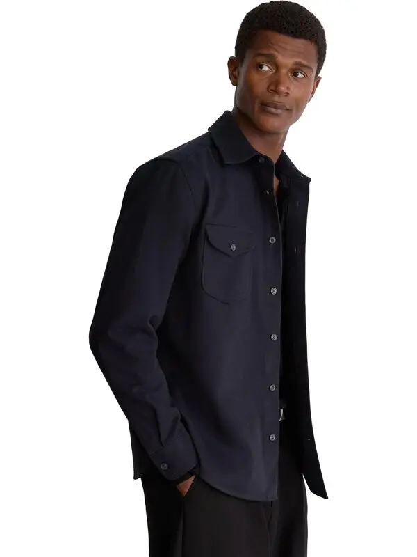 REISS Astra Cotton-twill Twin-pocket Regular-fit Shirt - Navy