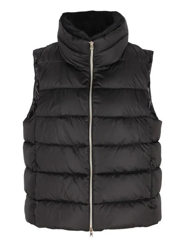 Herno Sleeveless High Neck Zip-up Vest - Black