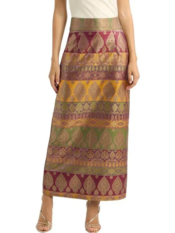 HOLICHIC Aurora Embroidered Maxi Skirt - Pink