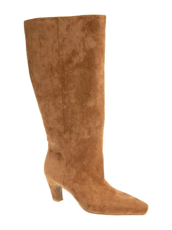 Bcbgmaxazria Xana Knee-high Slouchy Boot With Pointed Toe And Slanted Heel - Tan