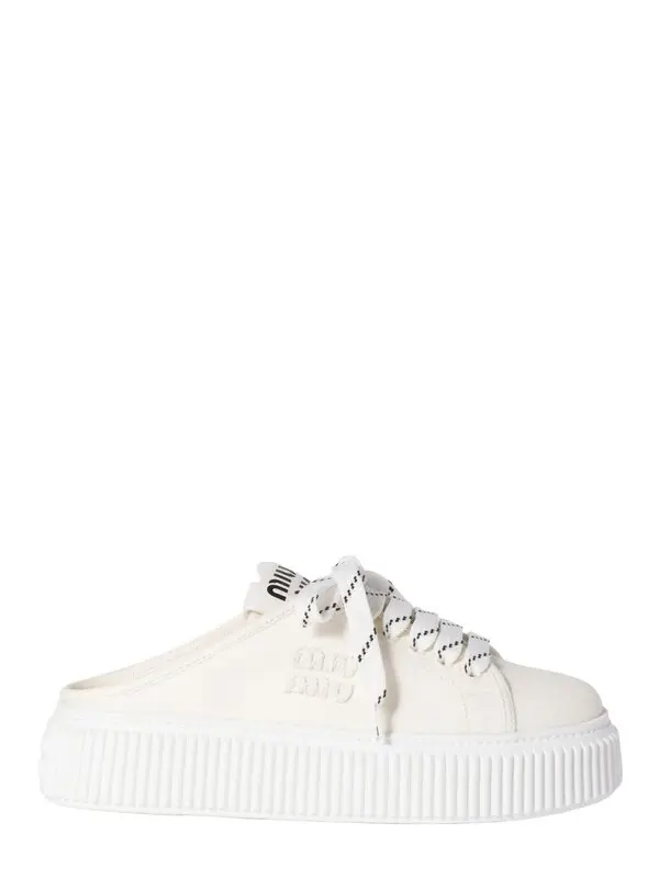 Miu Miu Denim Sneaker Mules - Ivory