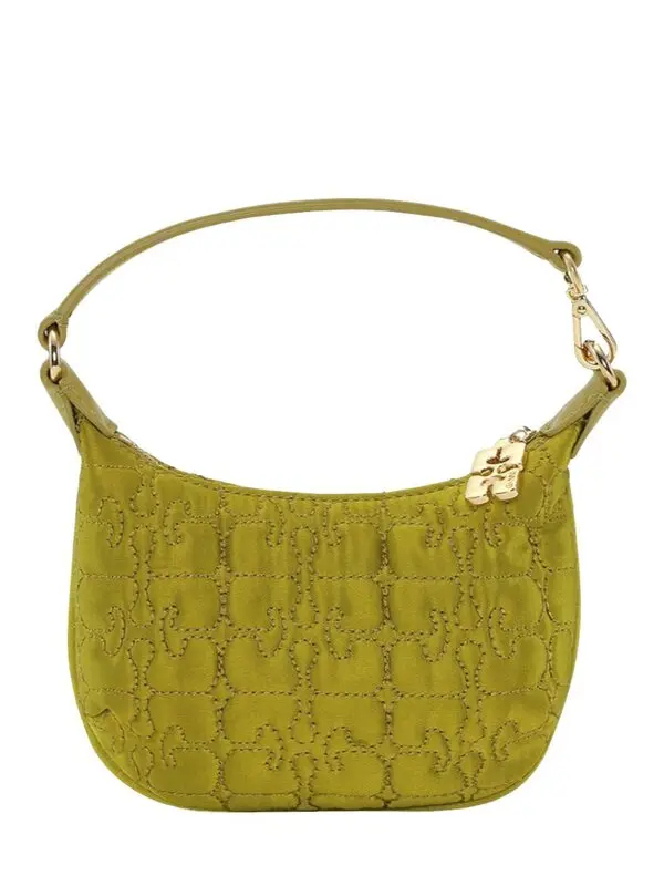 GANNI Olive Butterfly Mini Flat Satin Pouch - Brown