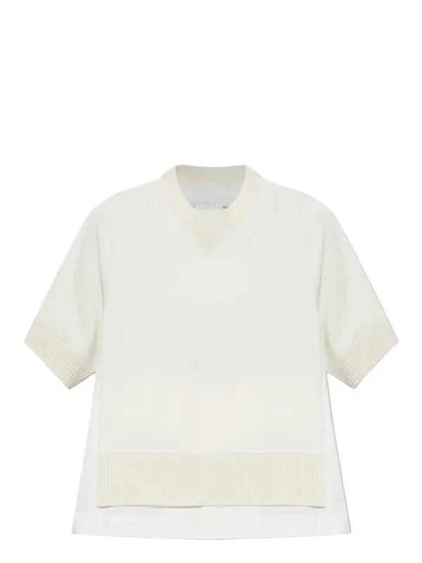 Sacai Layered Knitted Panelled Top - Cream