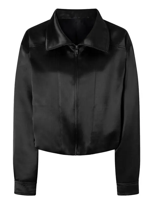 Aflalo Audra Satin Jacket With High Collar - Black