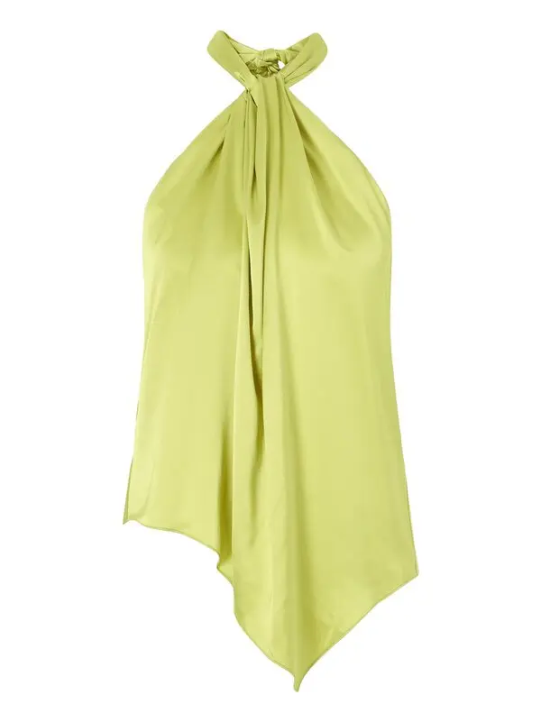 Aflalo Safira Silk-satin Halterneck Top - Green