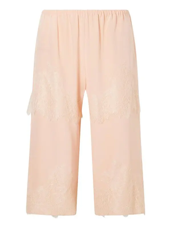 Aflalo Auden Lace-trimmed Silk-satin Shorts - Pink
