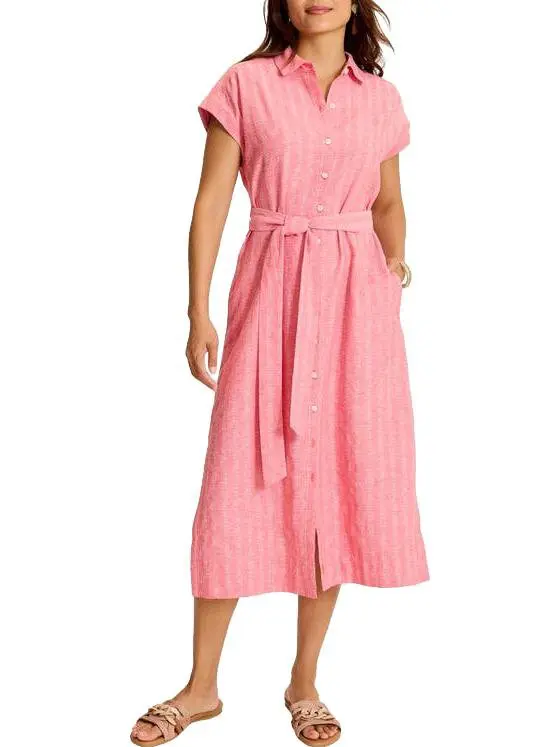 Tommy Bahama Textured Dobby Midi Shirtdress - Havana