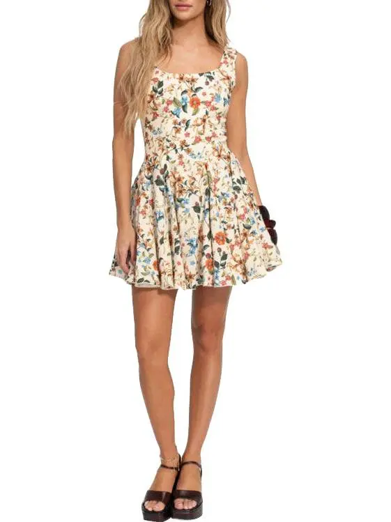 Agua Bendita Kristen Floral Pleated Minidress - Multicolor