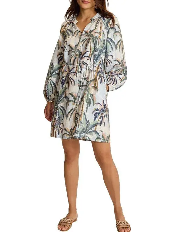 Tommy Bahama Palm Print Long Sleeve Dress - Opal Surf