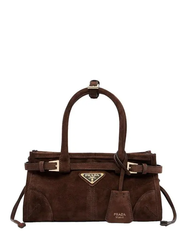 Prada Bonnie Mini Suede Tote Bag - Brown