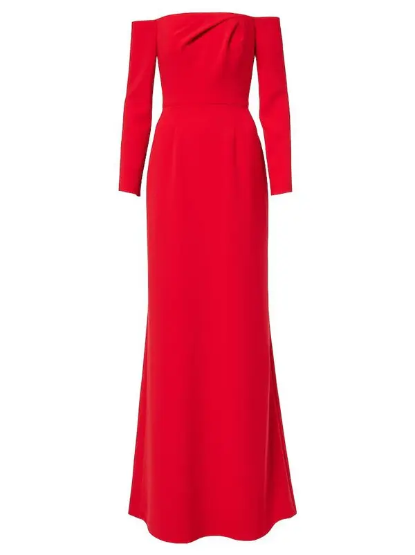 Carolina Herrera Draped Off-the-shoulder Gown - Red