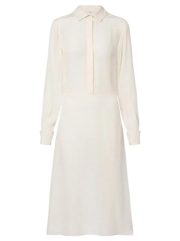 Fendi Chevron Jacquard Silk Midi Dress - White