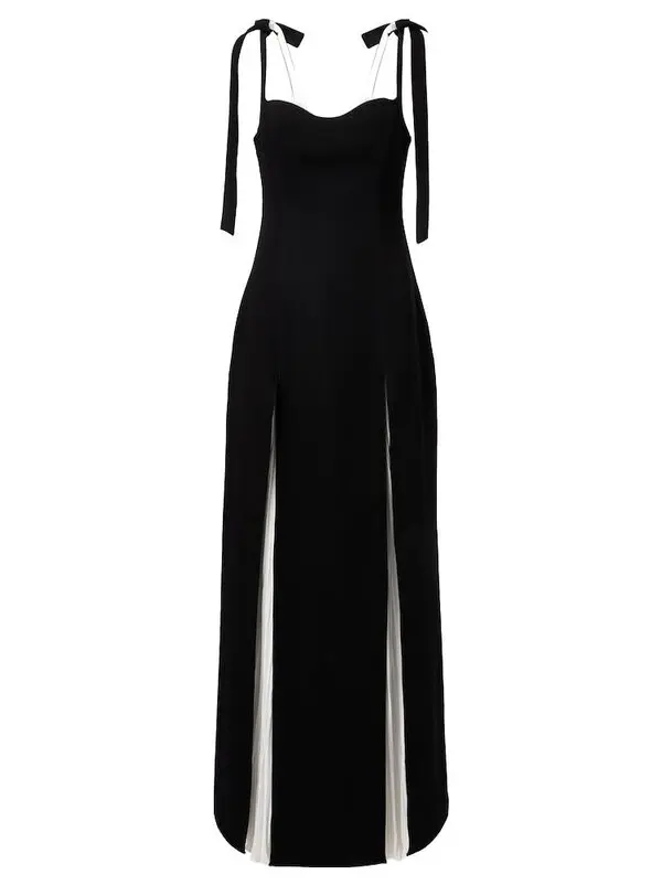 MARMAR HALIM Pleated Silk Gown In And White - Black