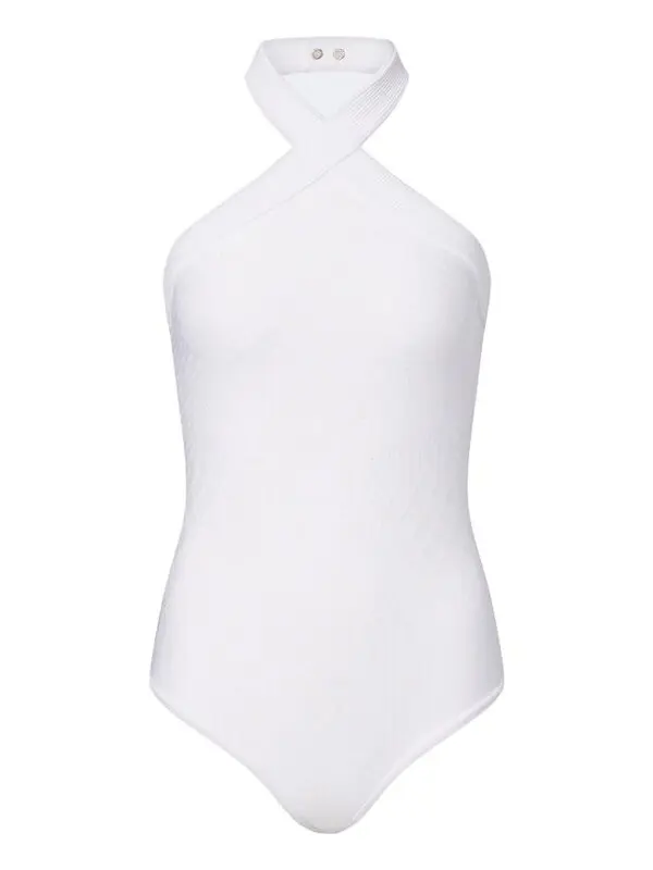 Balmain Knitted Halterneck Bodysuit - White