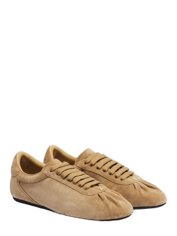 Dolce & Gabbana Soft Ballet Suede Lace-up Sneakers - Beige