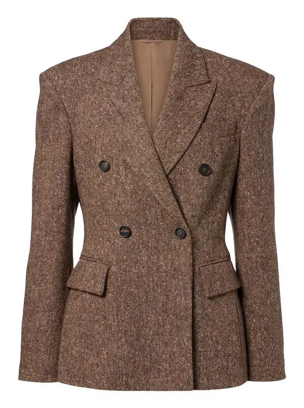 Brunello Cucinelli Double-breasted Wool-blend Blazer - Brown