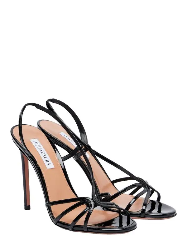AQUAZZURA Talk To Me Patent Leather Slingback Sandals Merlot - Black