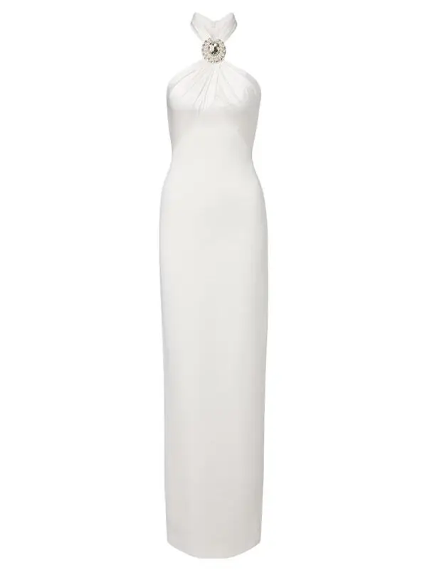 David Koma Embellished Halterneck Gown - White