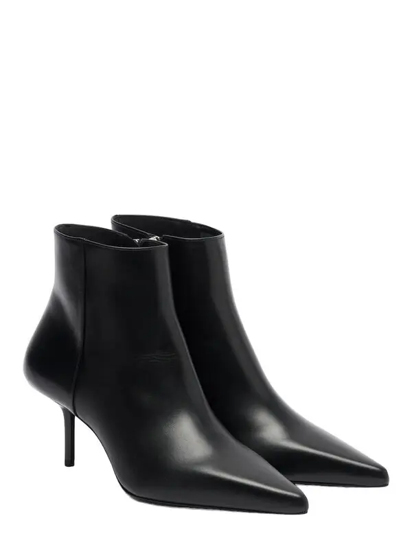 Max Mara Leather Ankle Boots With Zip Back Closure - Black