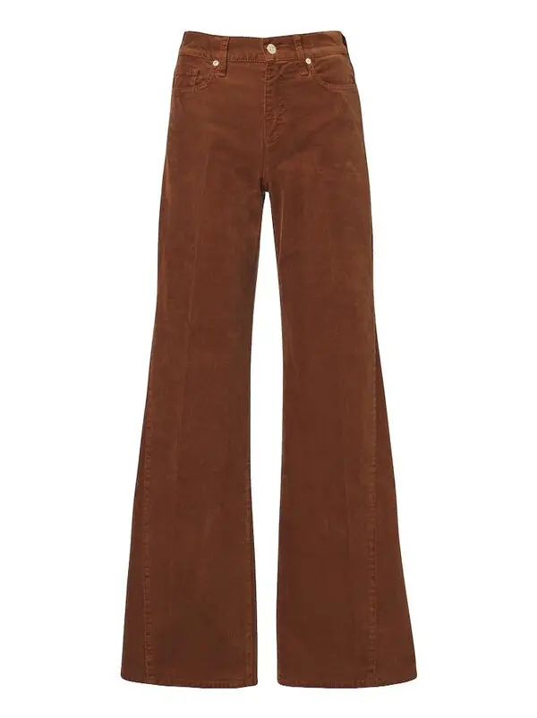7 For All Mankind Lotta Cotton-blend Corduroy Wide-leg Trousers - Brown