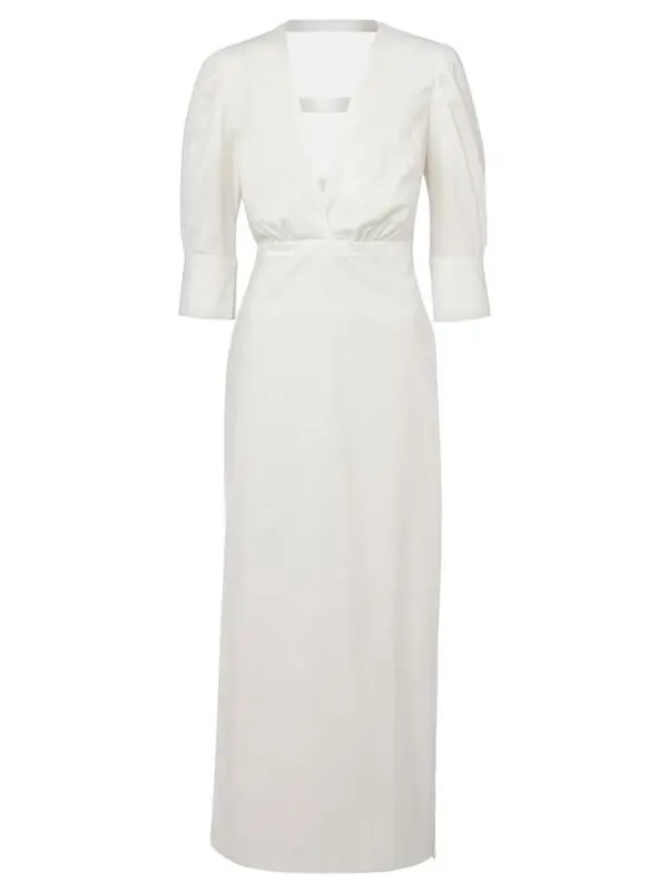 ADRIANA DEGREAS Puff Sleeve Cotton Maxi Dress - White