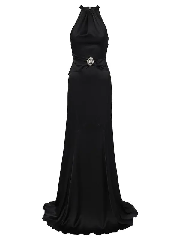David Koma Embellished Halterneck Gown - Black