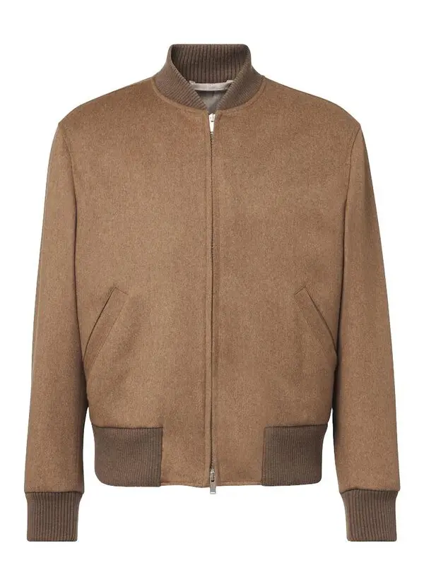 LARDINI Virgin Wool Bomber Jacket - Brown