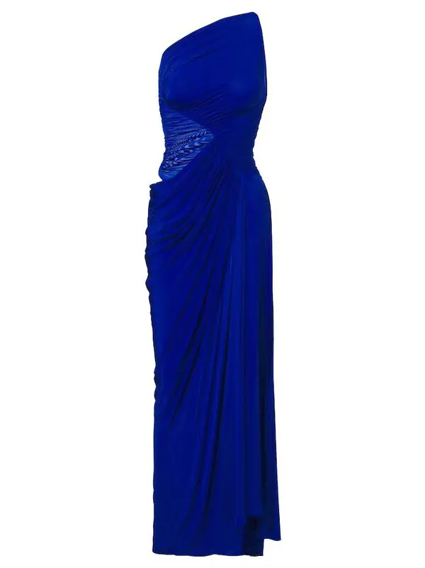 Alex Perry Ruched One-shoulder Gown - Blue