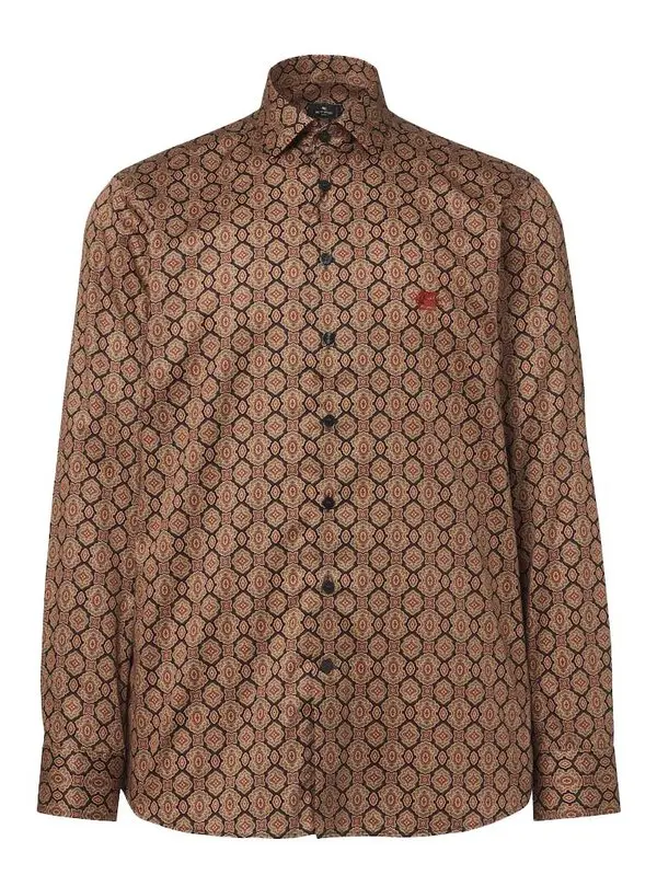 Etro Printed Cotton Poplin Shirt - Brown