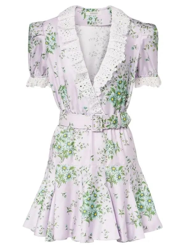 RODARTE Floral Silk Twill Minidress - Purple