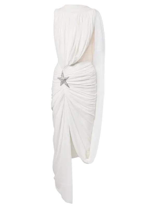 David Koma Asymmetric Draped Embellished Mini Dress - White