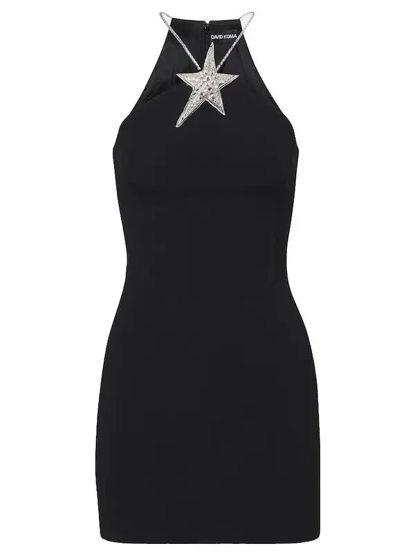 David Koma Embellished Halterneck Mini Dress - Black