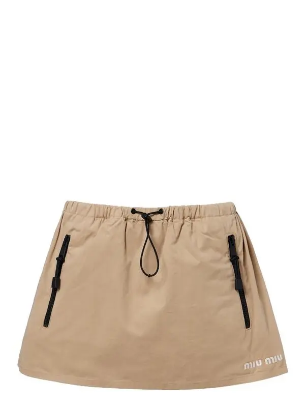 Miu Miu Cotton Gabardine Mini Skirt - Beige