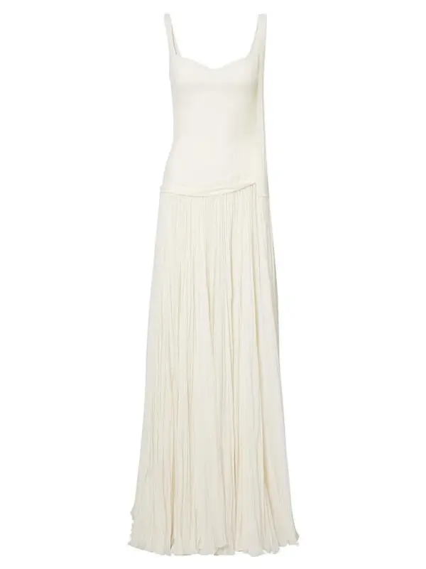 MARMAR HALIM Ana" Gown In Butter Yellow Crepe And Chiffon - White