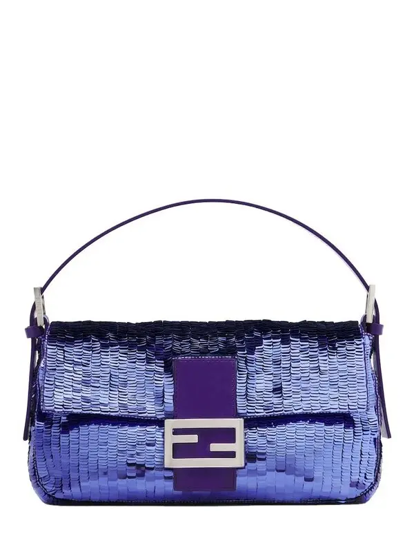 Fendi Baguette® Small Sequined Shoulder Bag - Purple