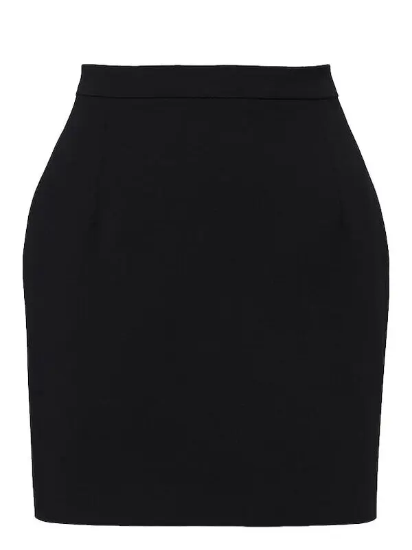 Alessandra Rich Wool-blend Crêpe Mini Skirt - Black