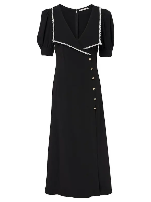Alessandra Rich Lace-trimmed Cady Midi Dress - Black