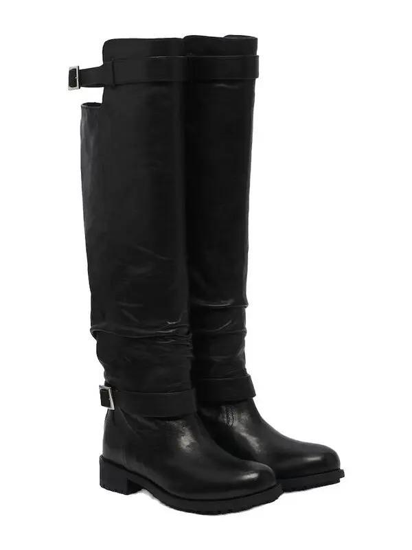 JIMMY CHOO Biker Leather Knee-high Boots - Black