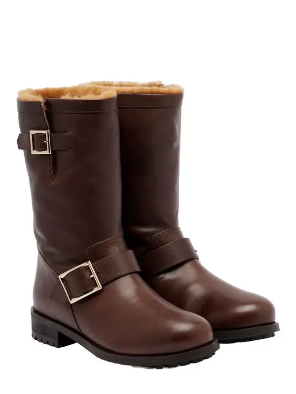 JIMMY CHOO Biker Leather Knee-high Boots - Brown